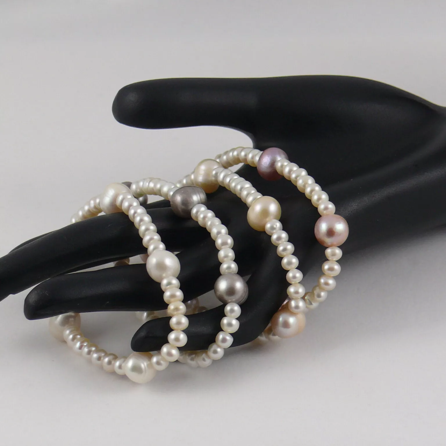 Small and Large Pearl Elasticated Bracelets | The Real Pearl Co