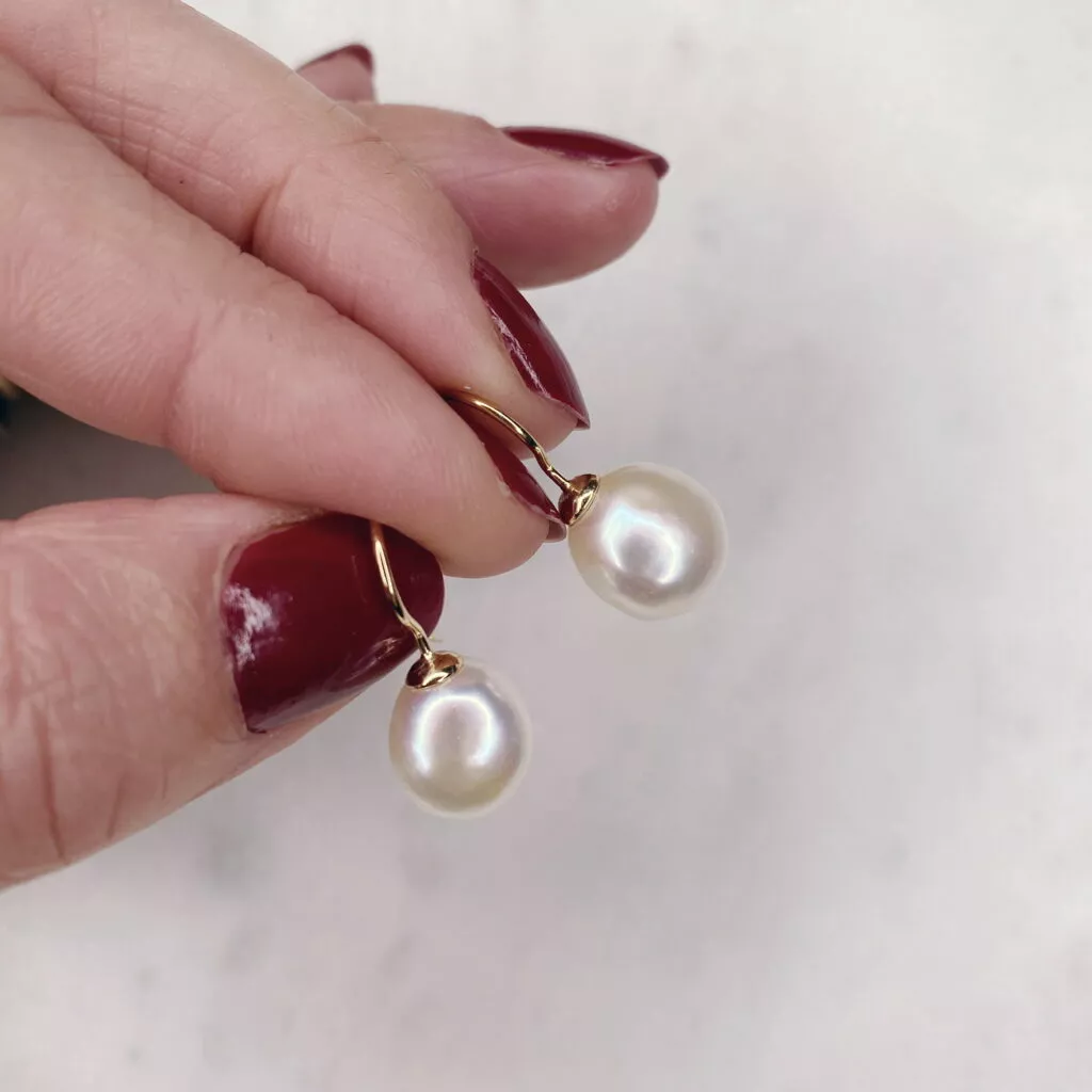 White Baroque Pearl Drop Earrings On Silver Or Gold Plated Hooks The